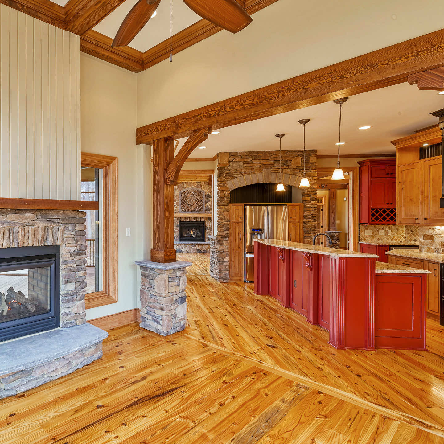 Number 2 Grade Heart Pine Flooring Looking into the Kitchen - E. T. Moore