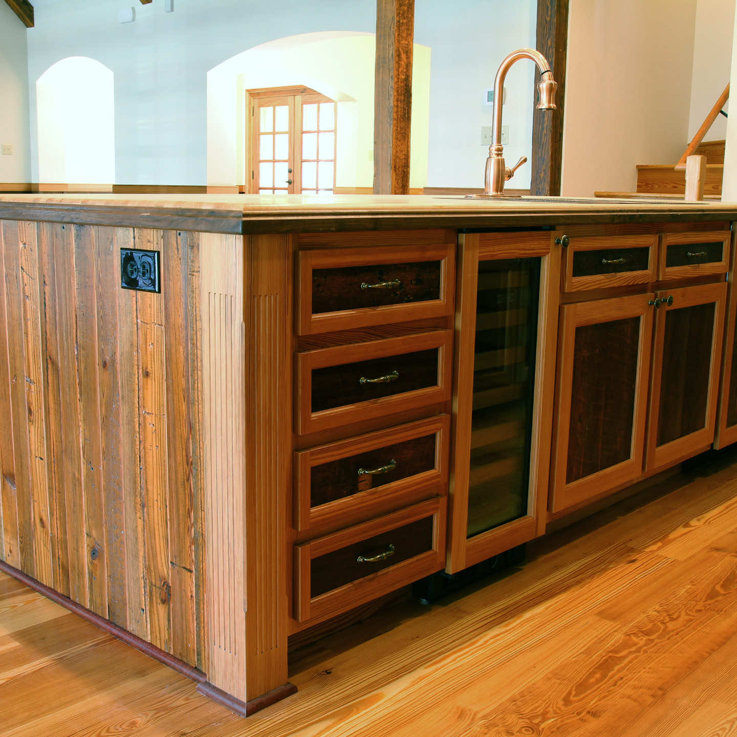 Original Finish Heart Pine Custom Kitchen Island - E. T. Moore